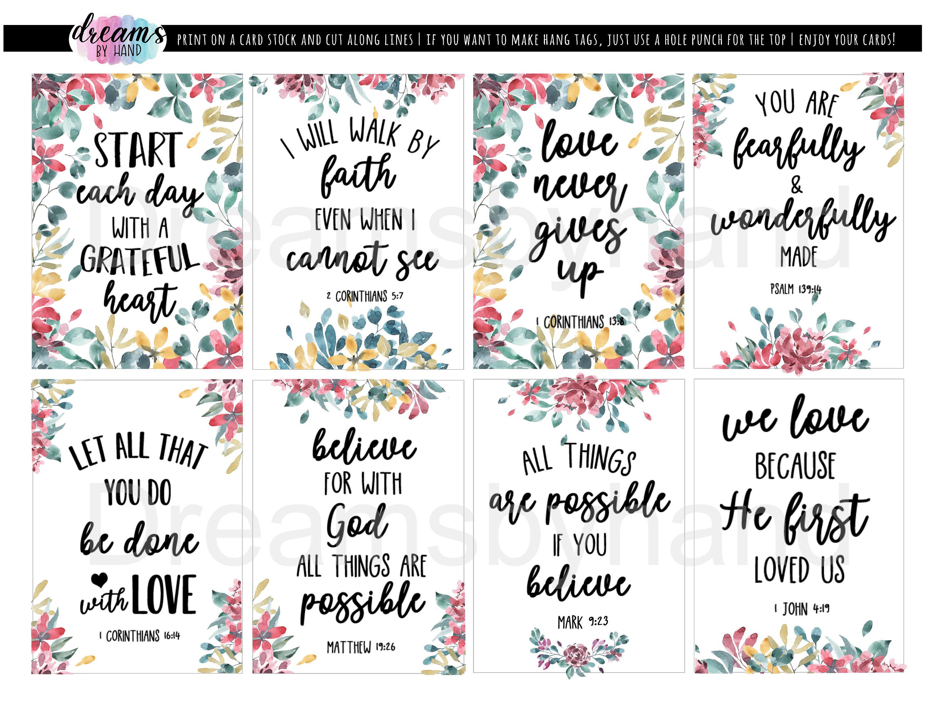 Bible Verse Cards: Christian Scripture Encouragement Tags (digital ...