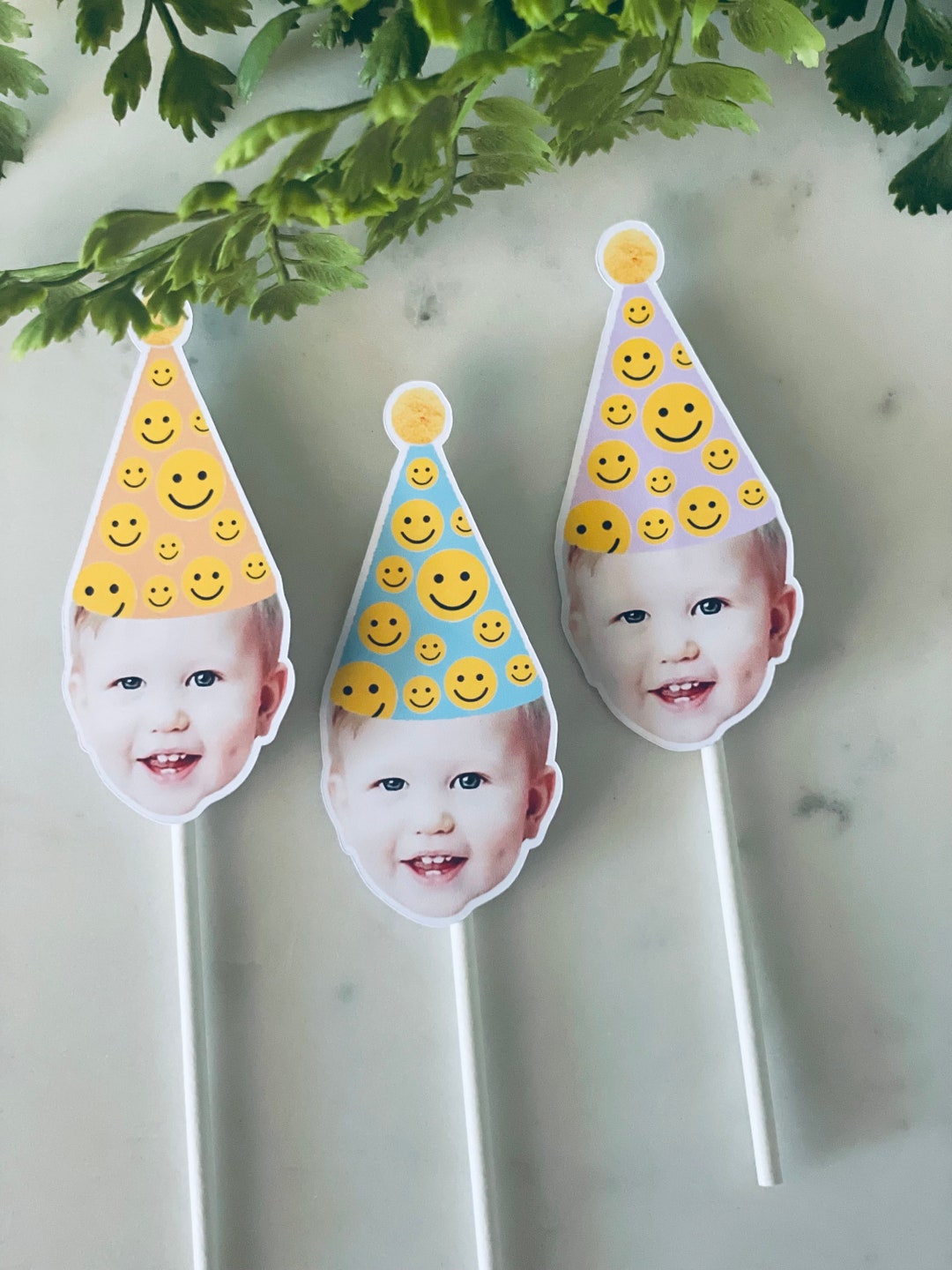 NEW Smiley Face Cupcake Toppers, One Happy Dude Toppers, Happy Face ...
