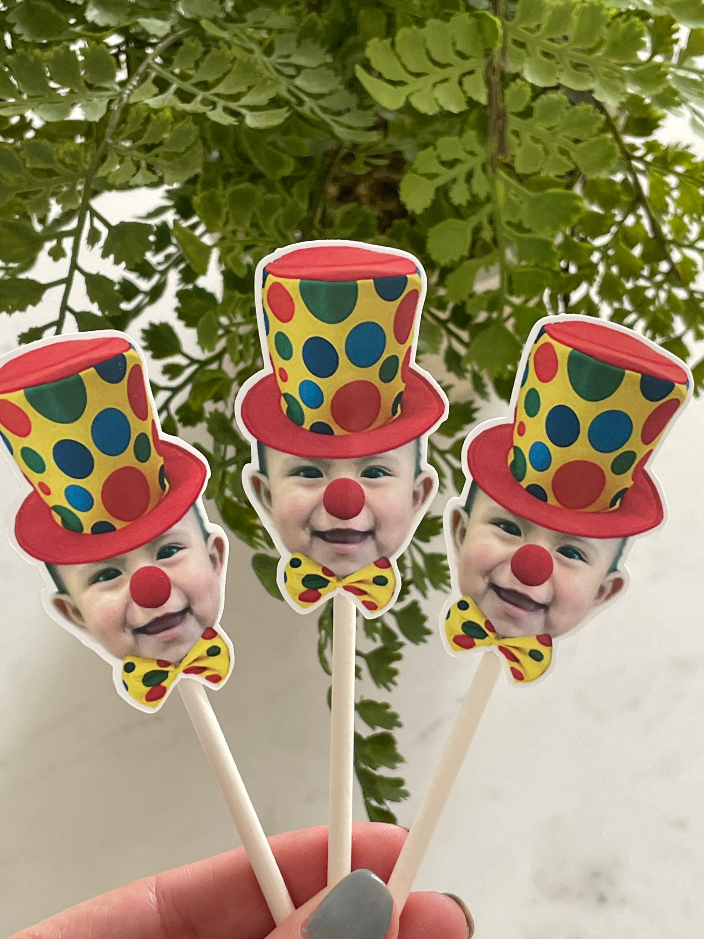 Circus Clown Photo Cupcake Toppers, Under the Big Top, First Birthday ...