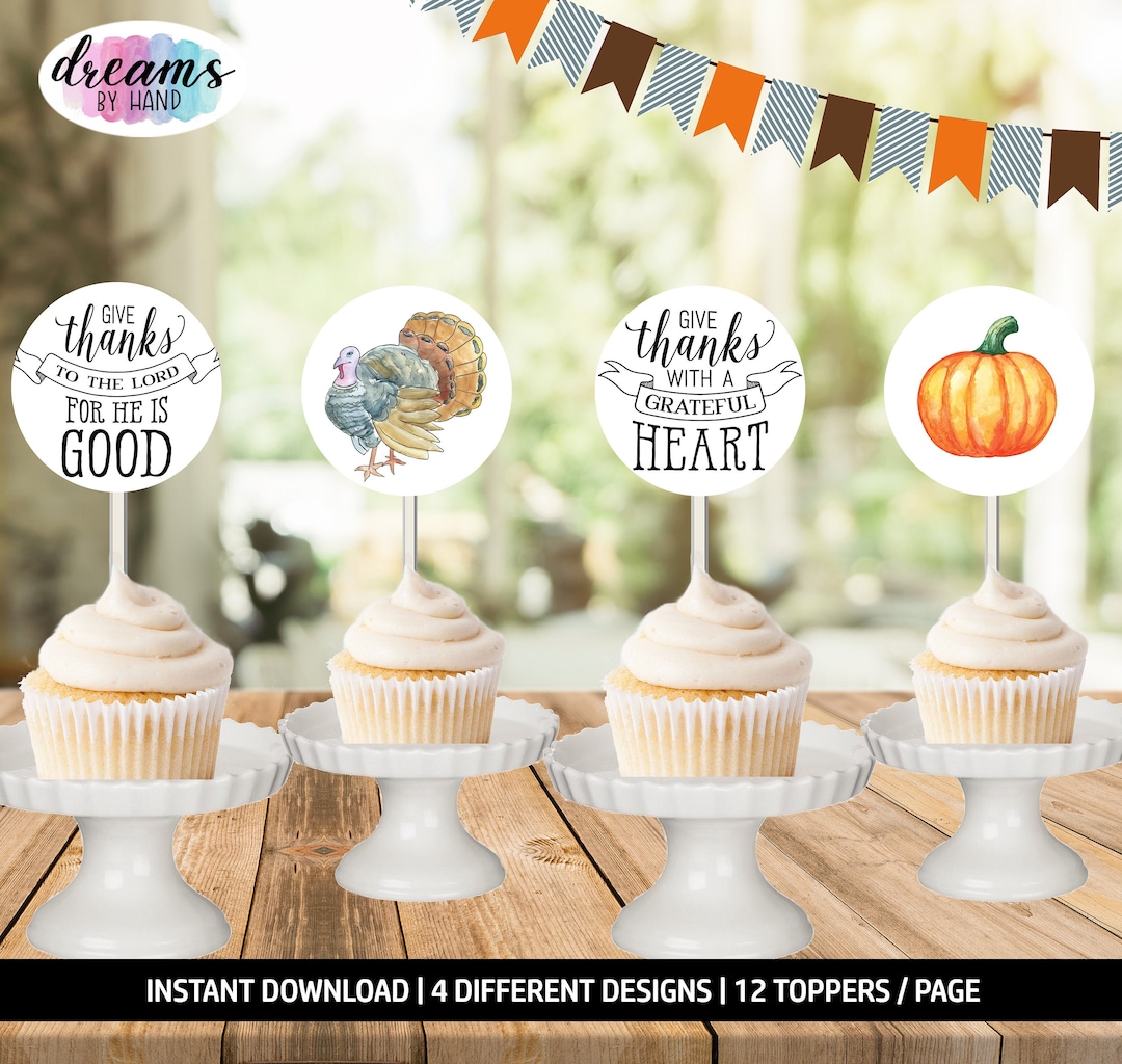 Printable Fall, Thanksgiving Cupcake Toppers, Pumpkin Party Decor, Fall ...