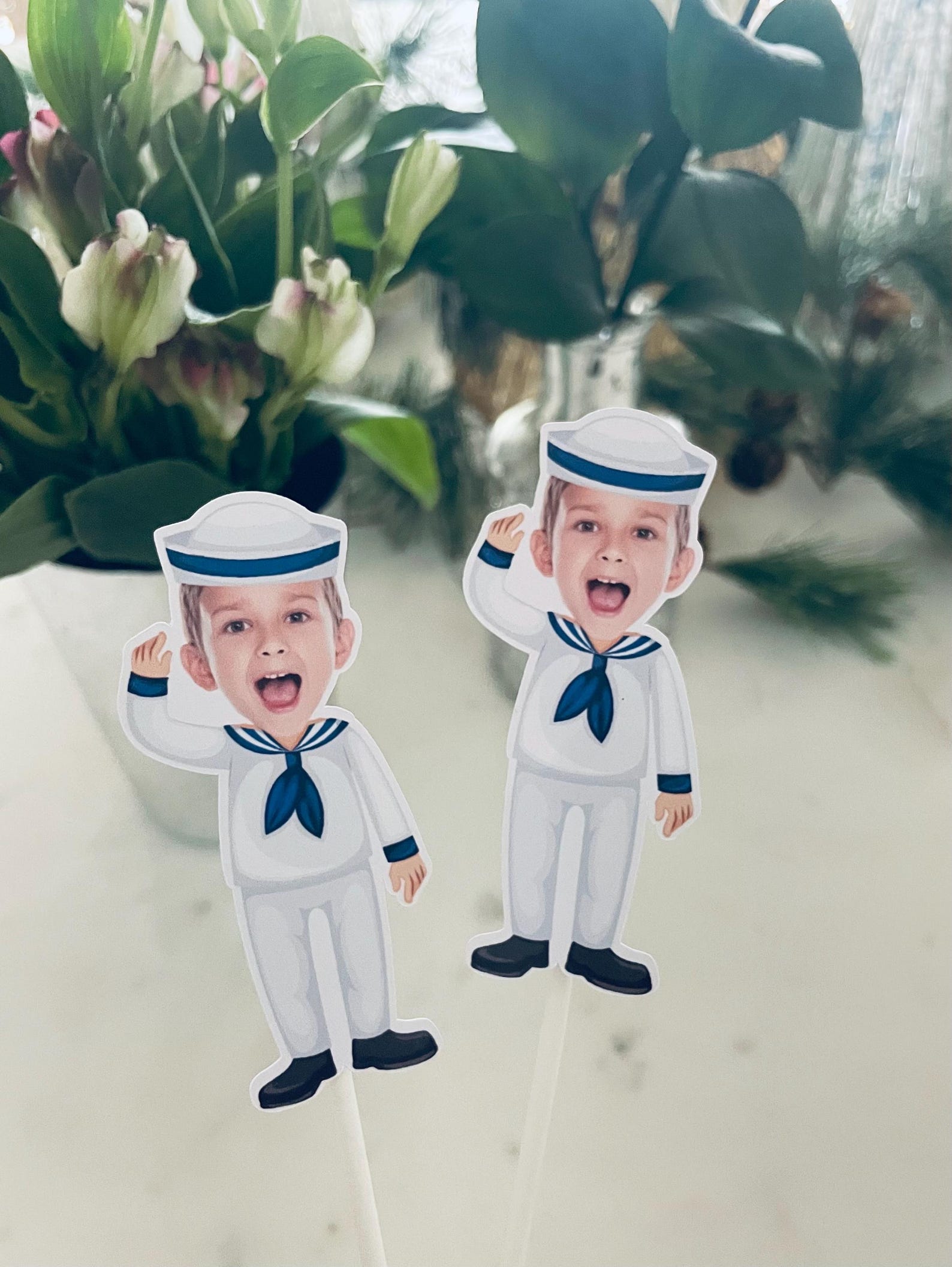Personalized Sailor Photo Cupcake Toppers: Nautical Birthday Party ...