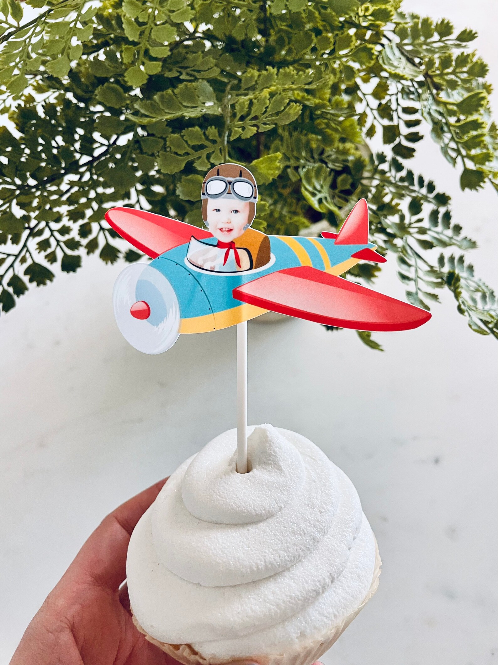 Personalized Airplane Photo Cupcake Toppers - Set of 12 - Etsy