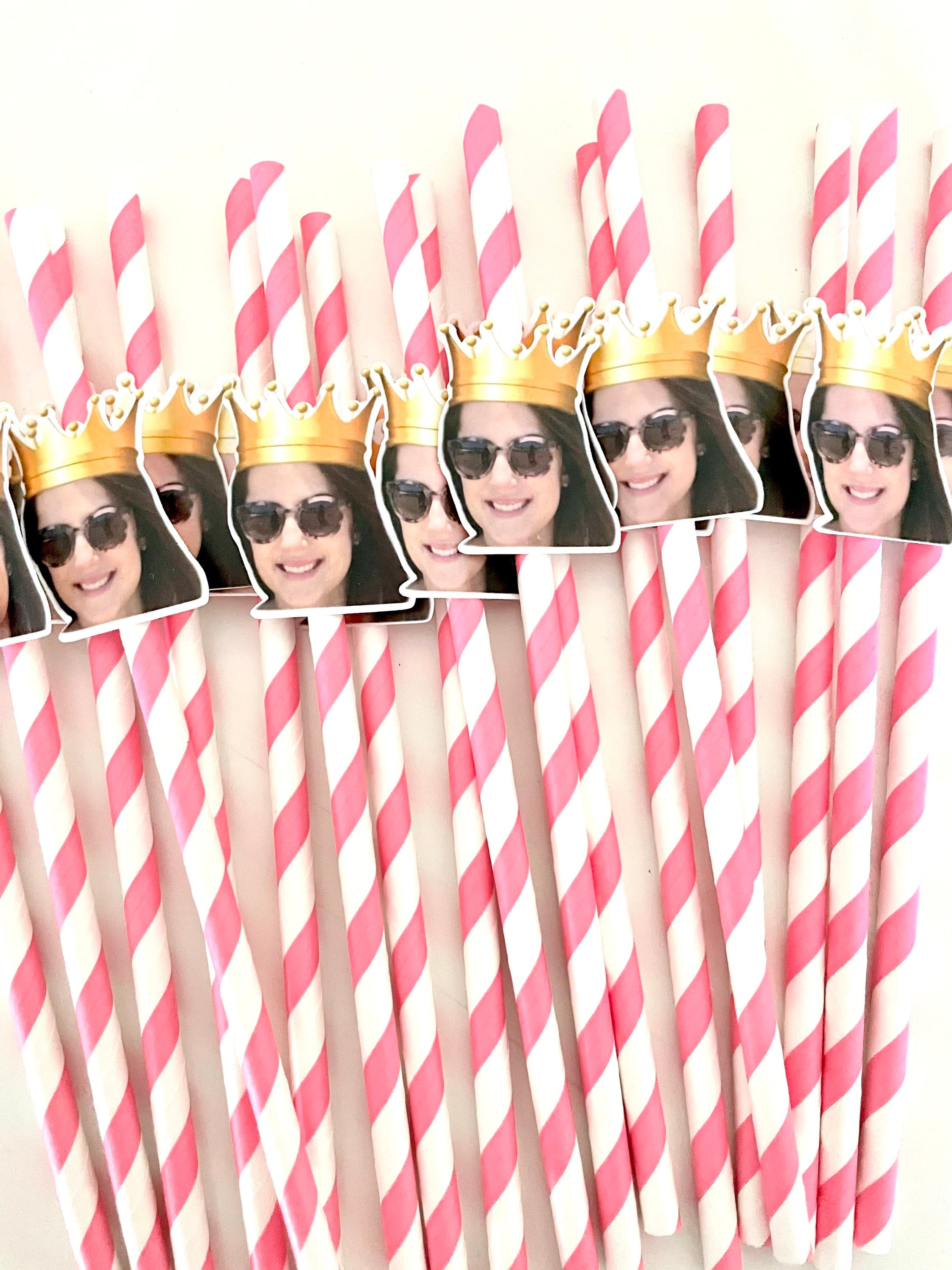 Custom Face Paper Straws: Personalized Crown Party Straws - Etsy