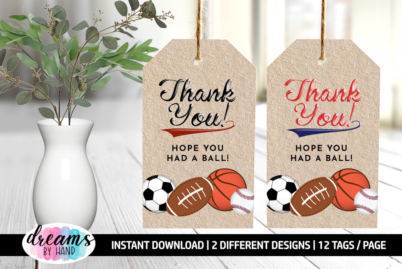 Printable Sports Party Tags Hope You Had a Ball Tags Sports - Etsy