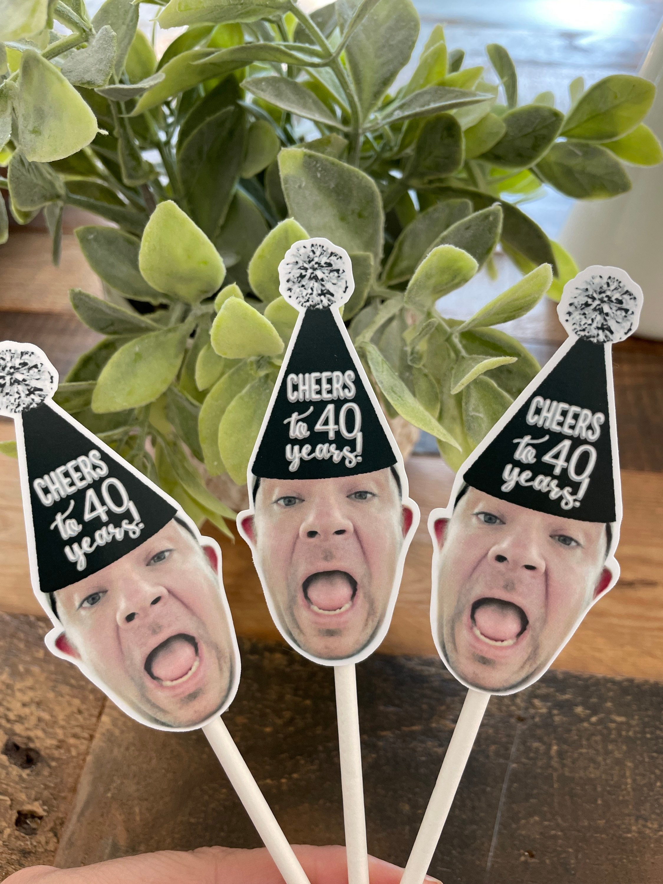 Milestone Face Cupcake Toppers Birthday Hat Photo Cupcake - Etsy