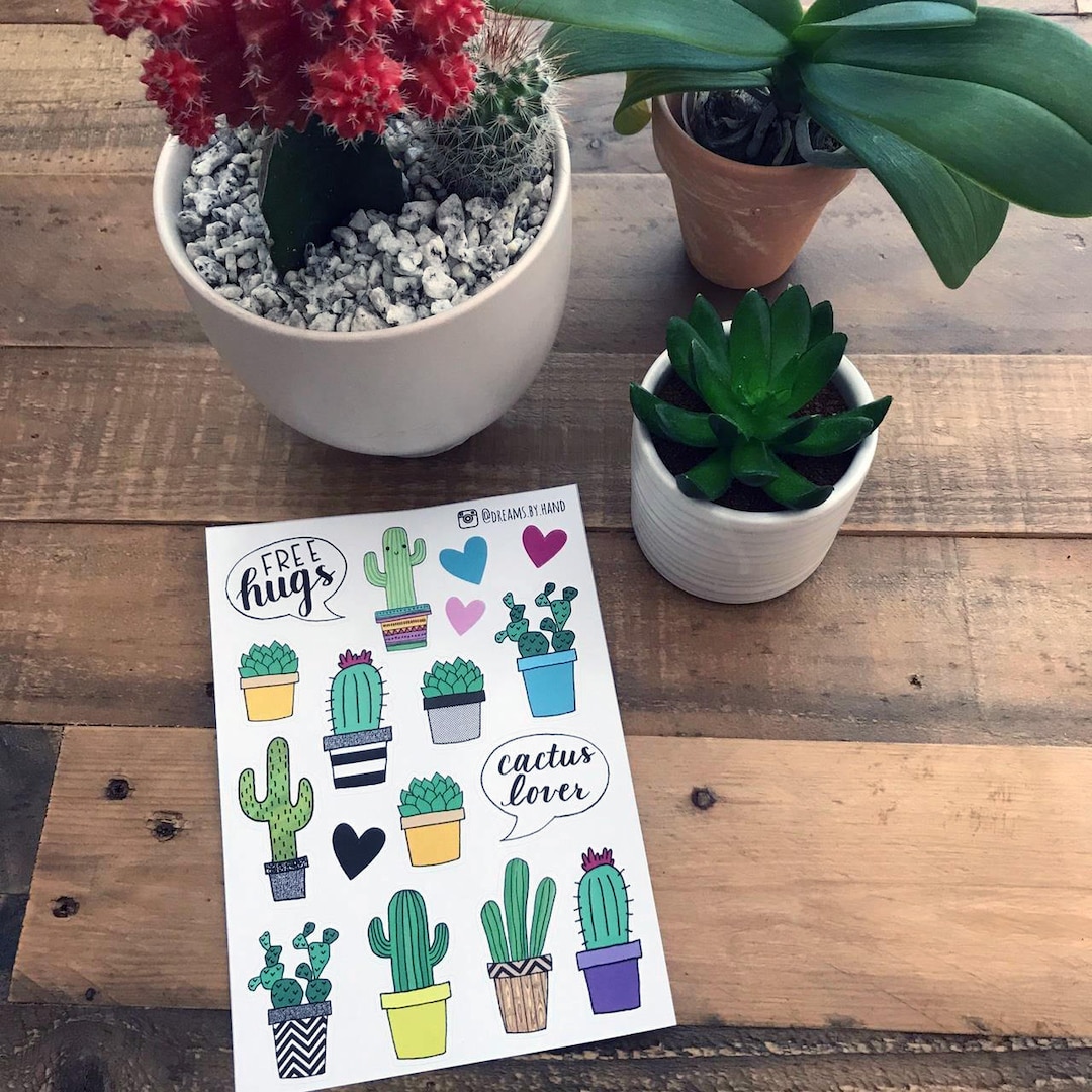 Cactus Sticker Sheet Cacti Stickers Suculents Stickers - Etsy