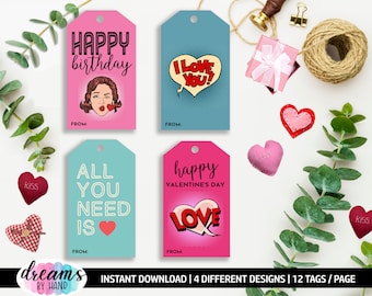 Printable Valentine's Day Hang Tags Love Gift Tags | Etsy