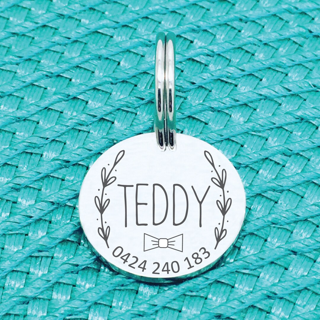 Cute Personalised Dog Name Tags for Dog, Personalised Dog Bow Tie ...