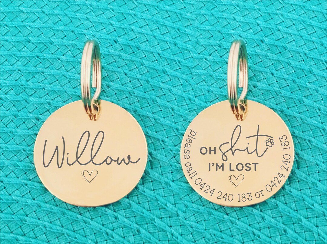 Oh Shit I'm Lost Dog Tag, Personalized Gold Dog Tag, Funny Dog Tag ...