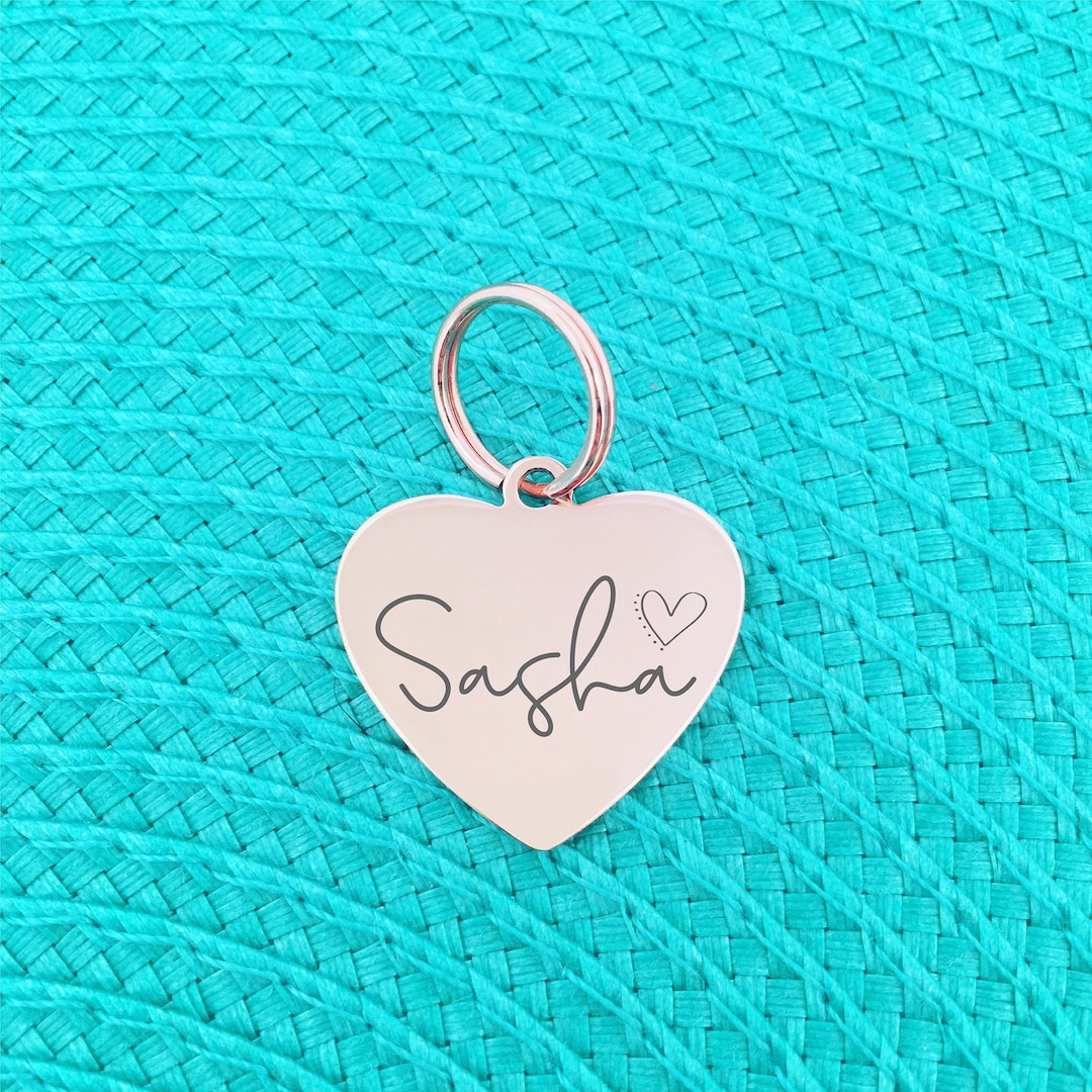 Rose Gold Heart Shaped Personalized Dog Tag, Dog Collar Tag, Gold Dog ...