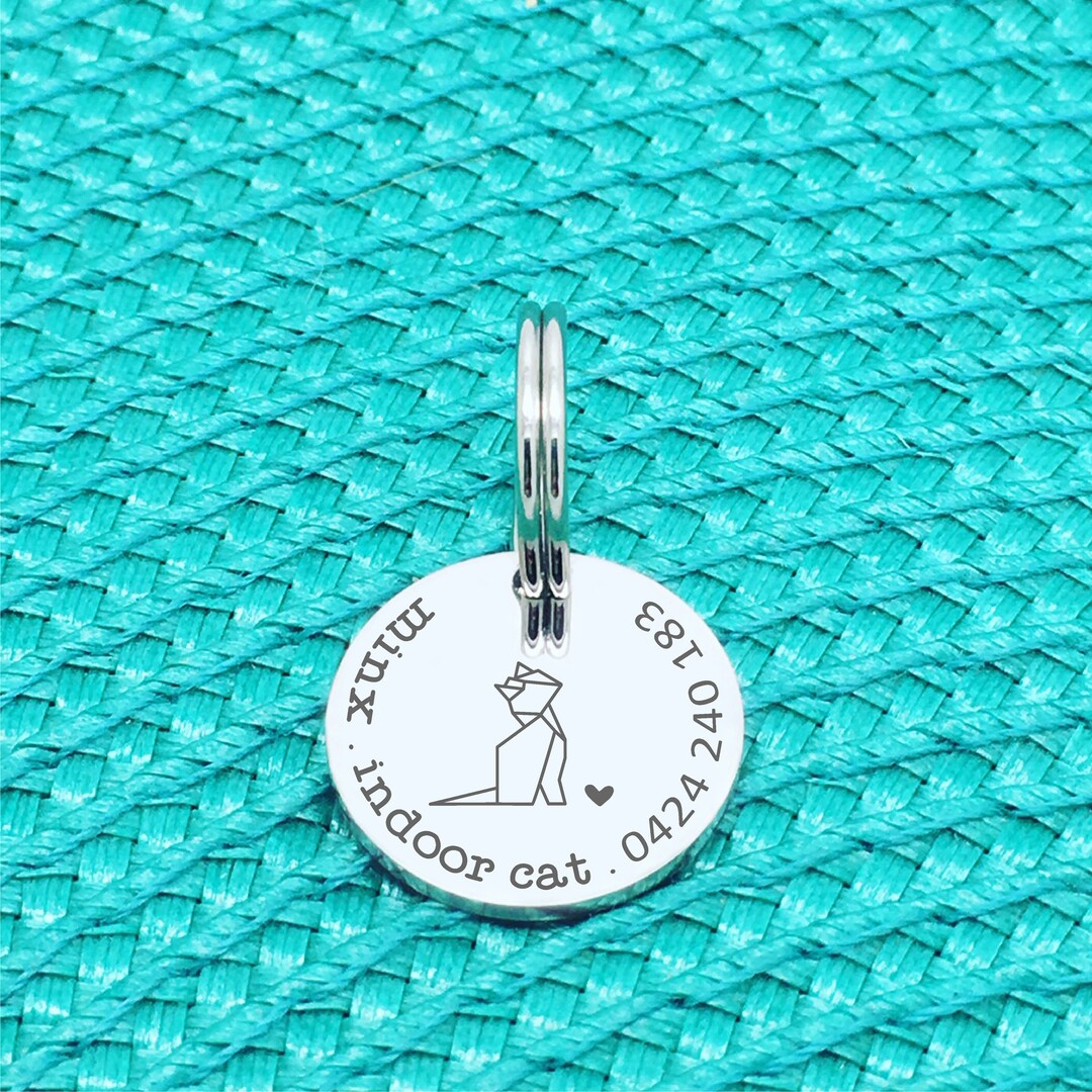 Personalized Cat Name Tag, Cute Simple Cat Name Tag, Personalised Pet ...