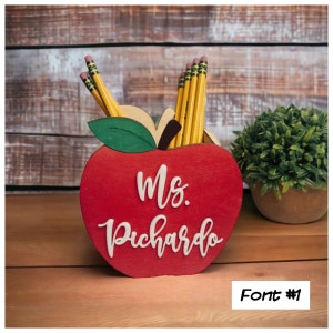Teacher Wooden Apple- Teacher Appreciation Gift- Apple Pencil Holder ...