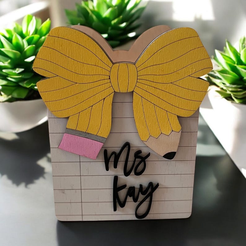 Teacher Wooden Cute Bow- Teacher Appreciation Gift- Cute Bow Pencil ...