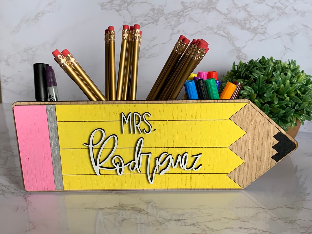 Teacher Wooden Pencil- Teacher Appreciation Gift- Wooden Pencil Holder ...