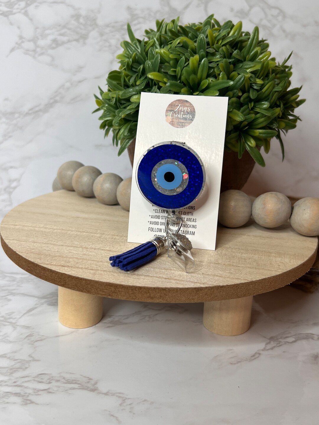 Blue Evil Eye Badge Reel-cute Badge Reel-glitter Badge Reel-retractable ...