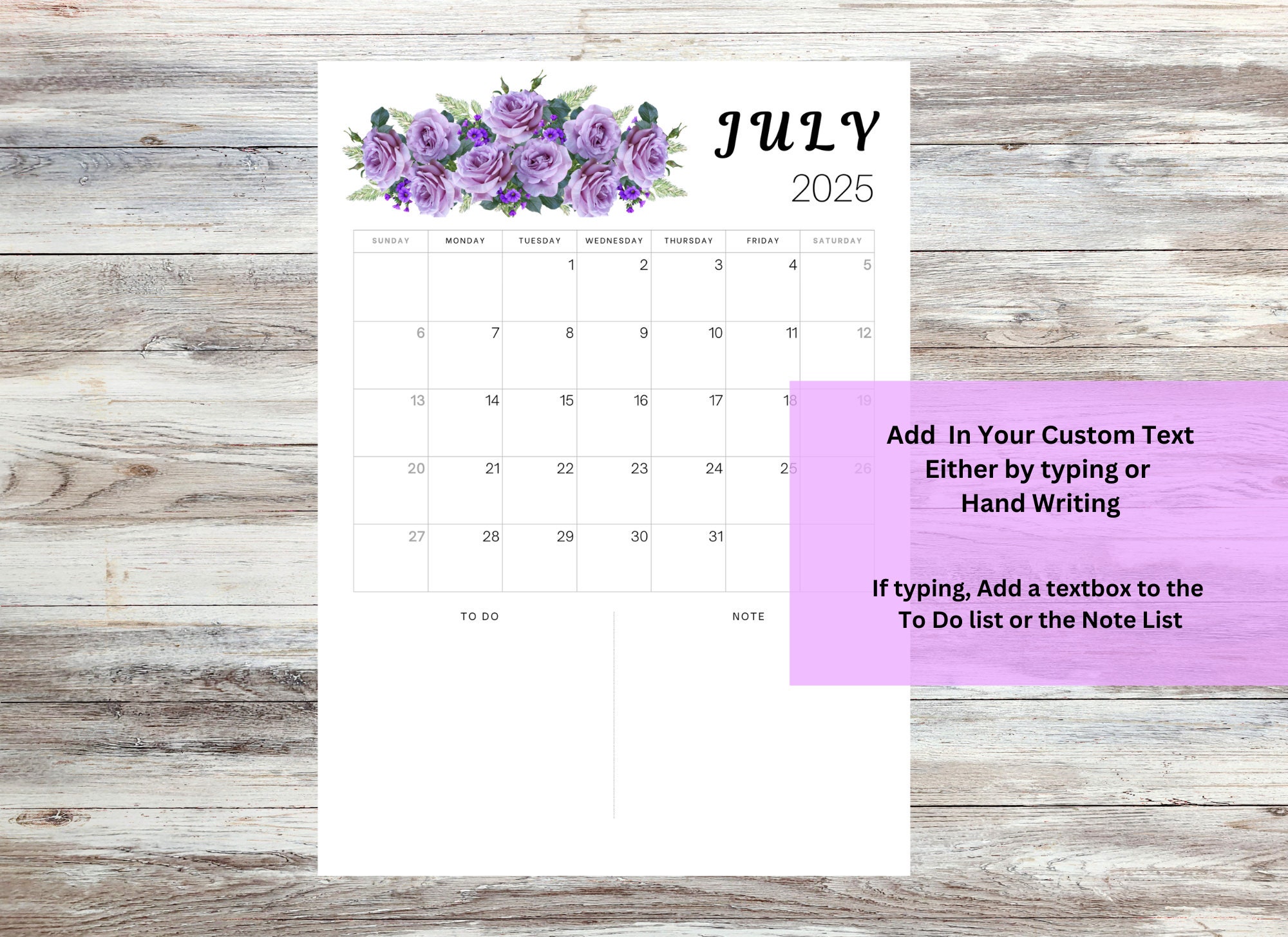 2025 EDITABLE and Printable Flower Themed Calendar, Printable and ...