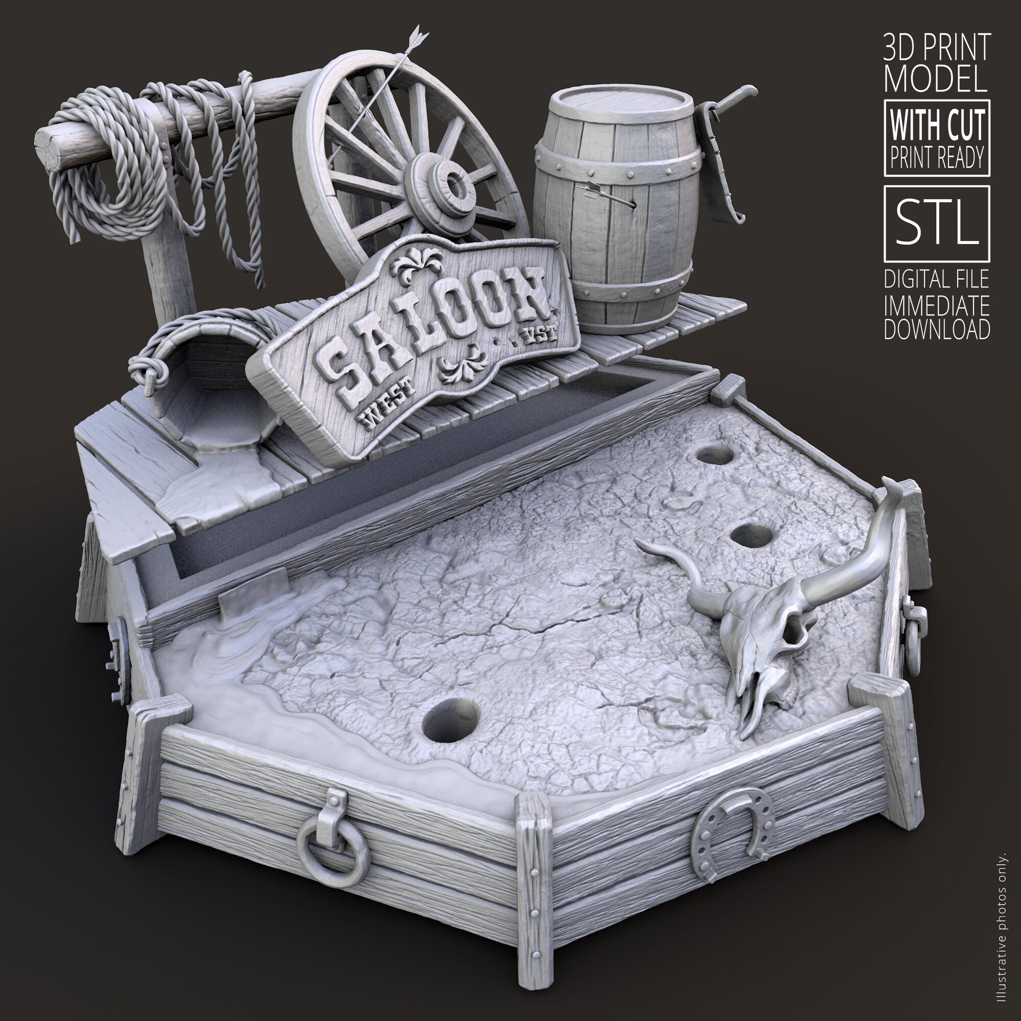 Action Figure Cowboy Statue | STL With CUT - Print Ready - Etsy