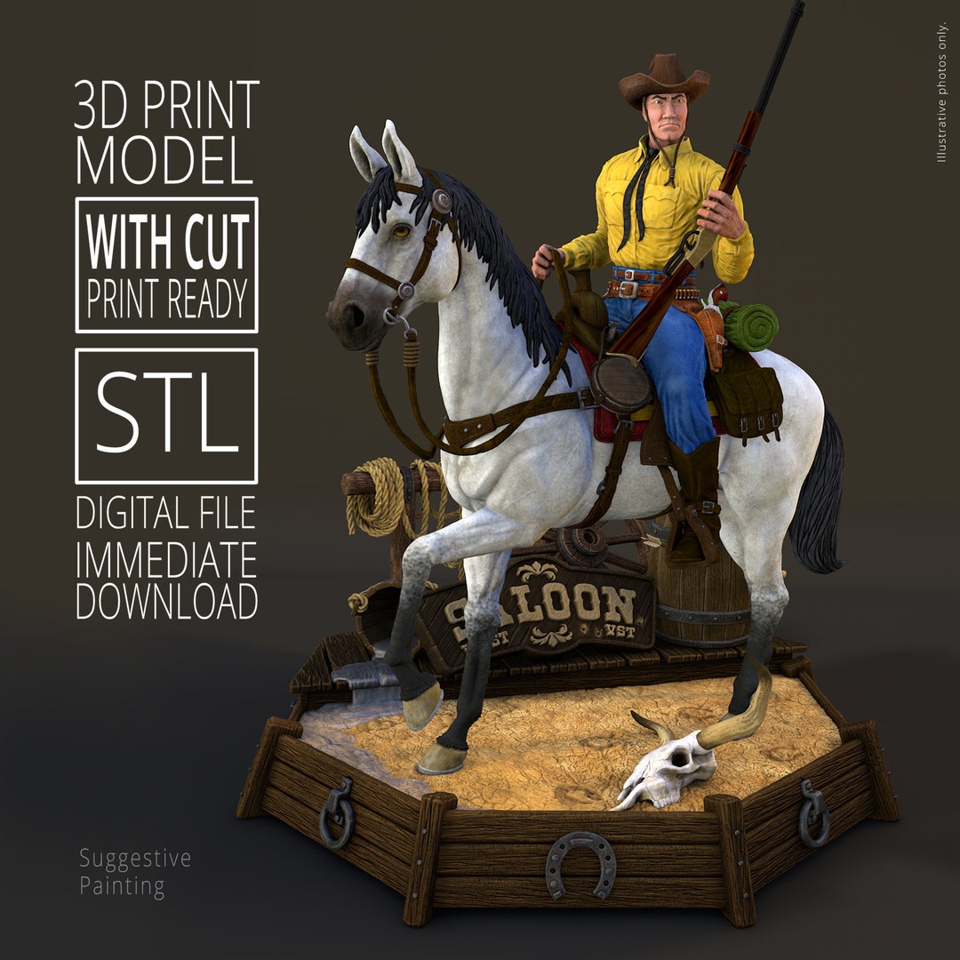 Action Figure Cowboy Statue | STL With CUT - Print Ready - Etsy