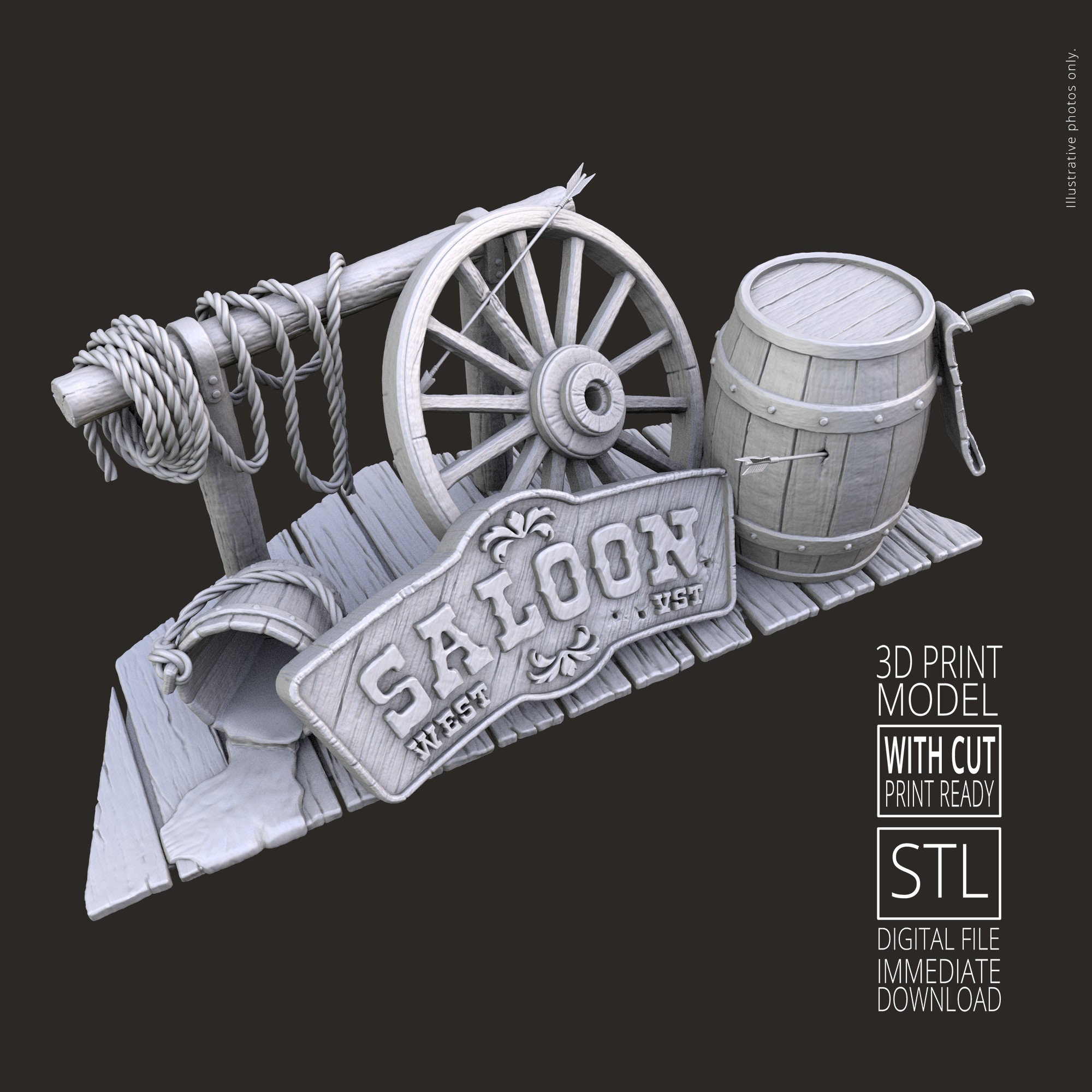 Action Figure Cowboy Statue | STL With CUT - Print Ready - Etsy