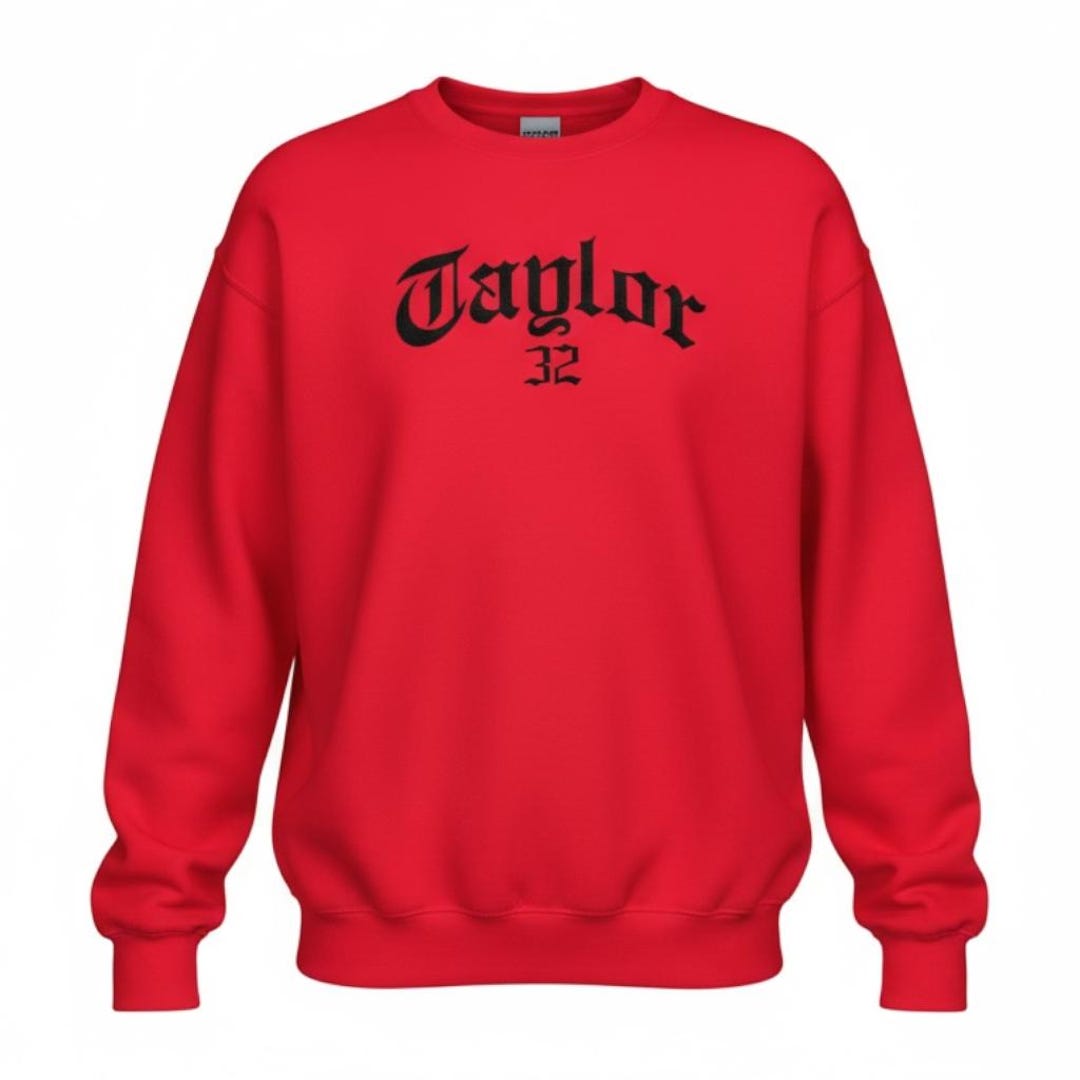 Embroidered Old English Name and Number Crew Neck: Personalized ...