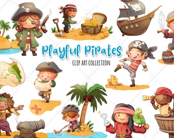 Pirate clipart pirates clip art eyepatch booty ship | Etsy
