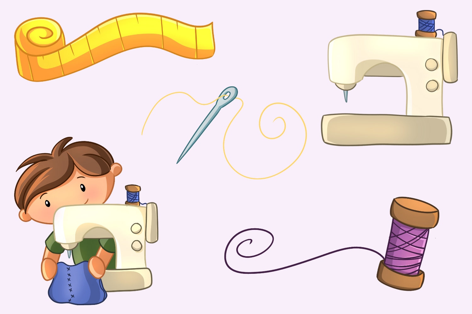 Cute Sewing Clip Art Kids Sewing Illustrations Sewing - Etsy