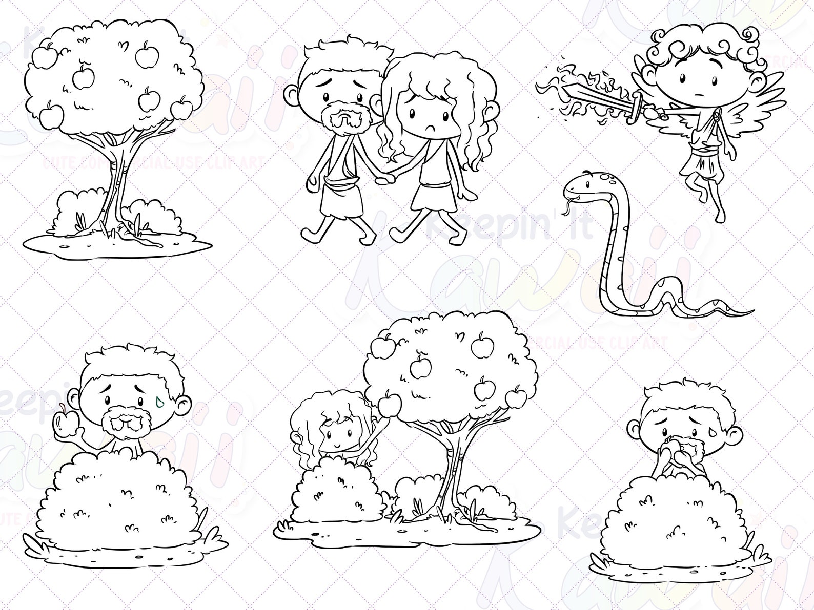 Adam and Eve Clip Art Bible Story Clipart Biblical Clip Art - Etsy