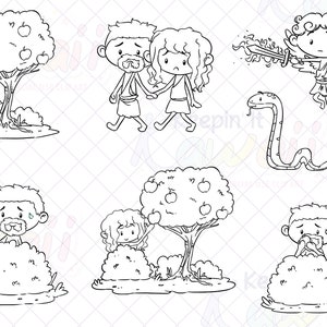 Adam and Eve Clip Art, Bible Story Clipart, Biblical Clip Art ...