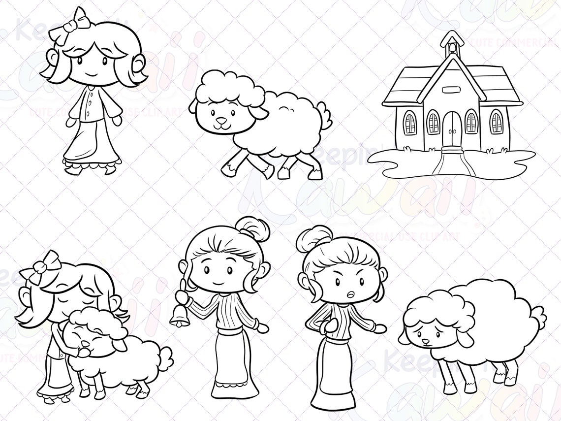 Mary Had A Little Lamb Clip Art, Nursery Rhyme Clipart, Little Lamb ...