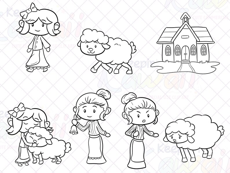 Mary Had A Little Lamb Clip Art, Nursery Rhyme Clipart, Little Lamb ...