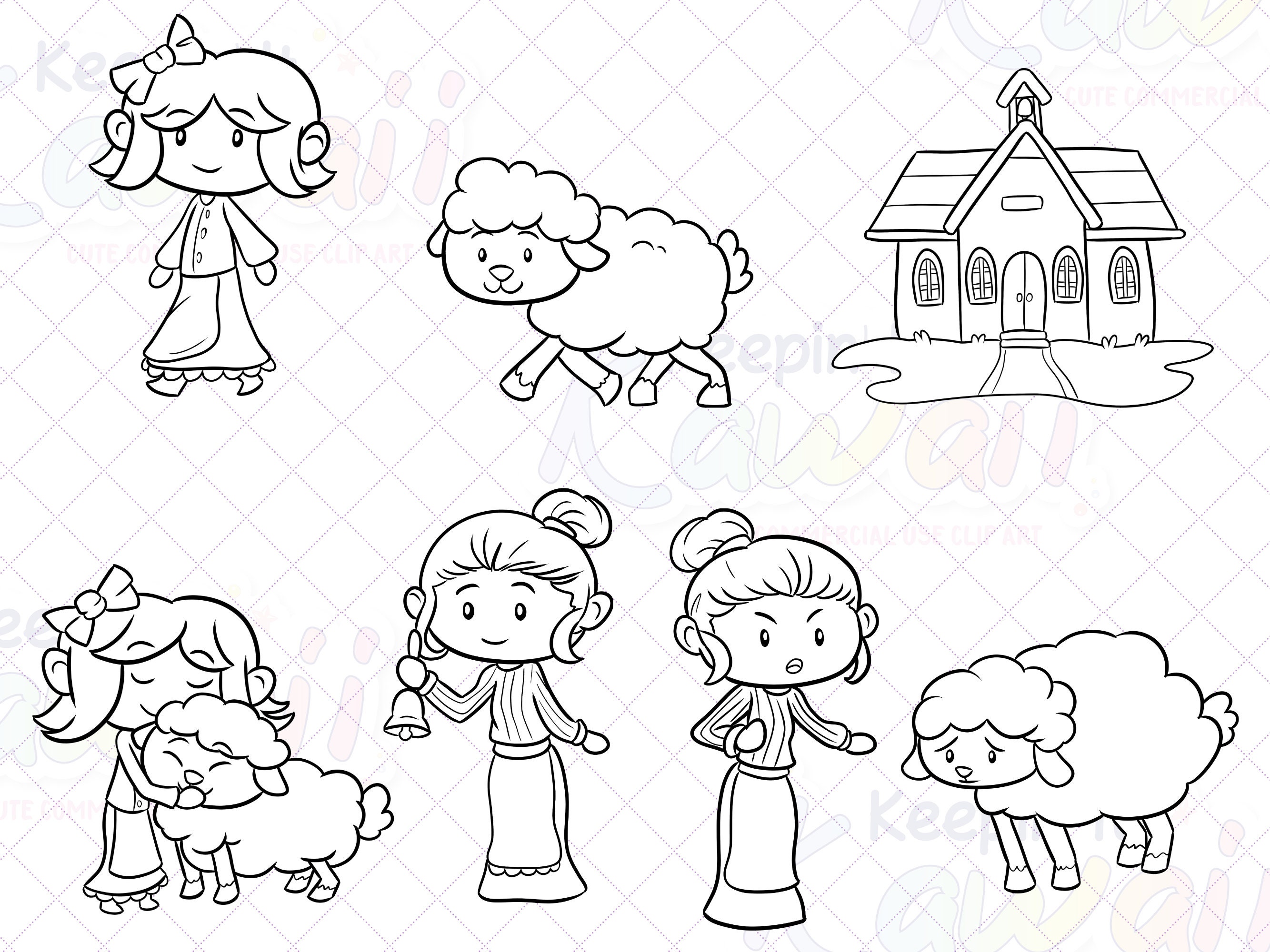 Mary Had Een Klein Lammetje Clipart Zwart Wit 51 Mary Had Little Lamb