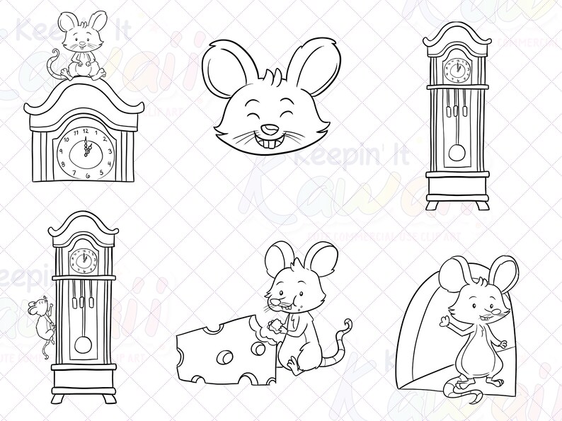 Hickory Dickory Dock, Nursery Rhyme Clipart, Cute Mother Goose Clip Art ...