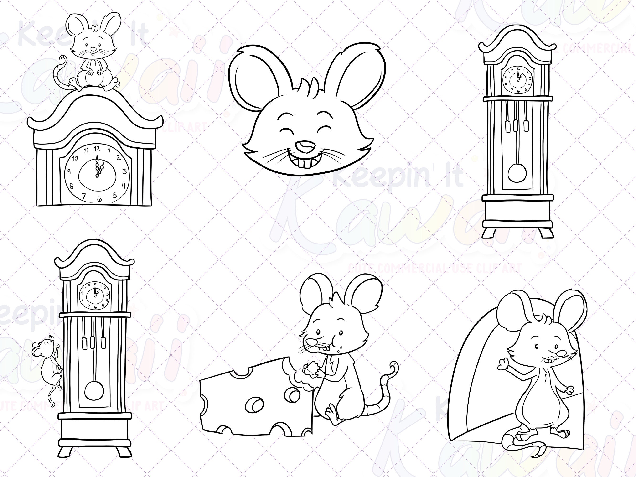 Hickory Dickory Dock, Nursery Rhyme Clipart, Cute Mother Goose Clip Art ...
