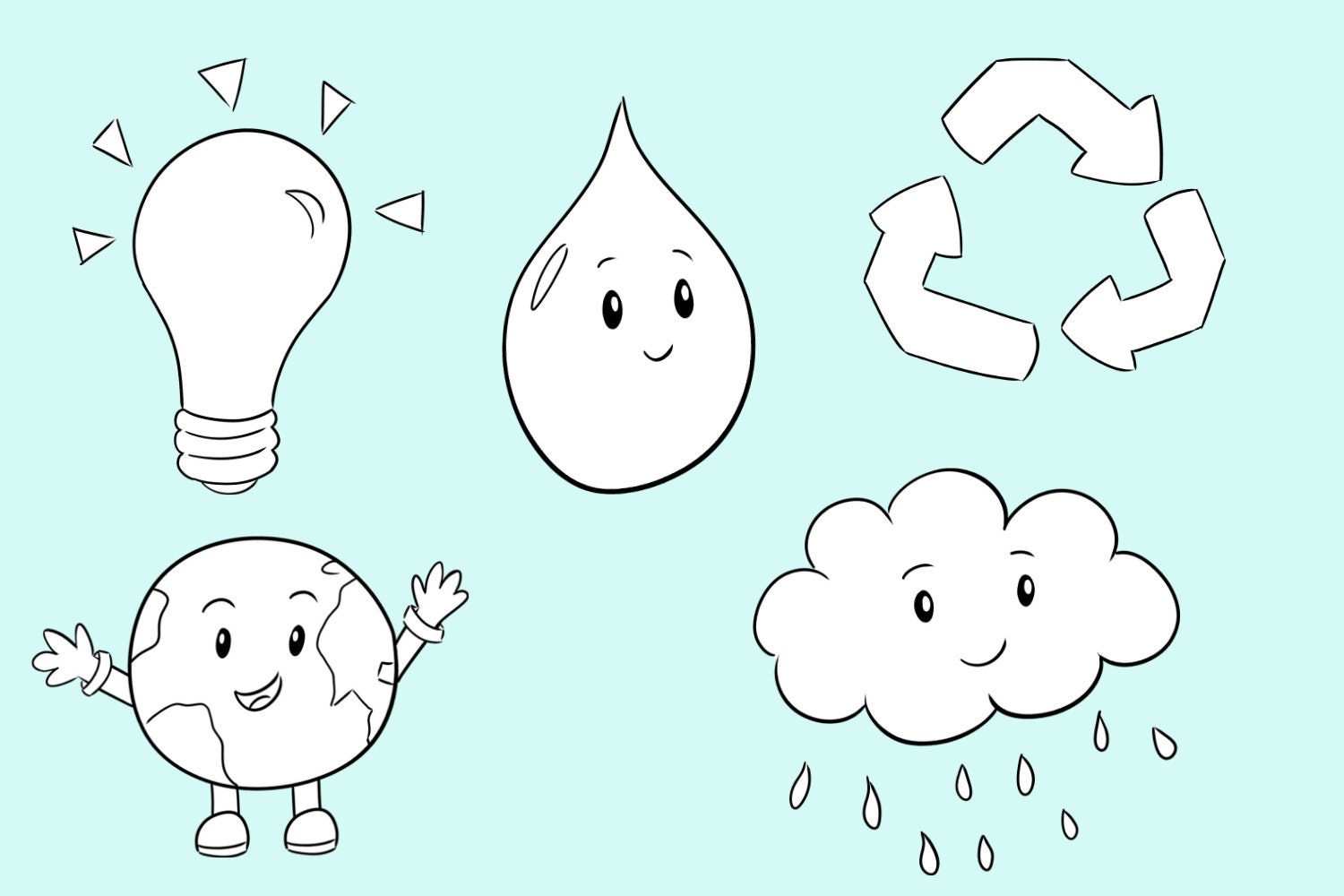Earth Day Clip Art Black And White