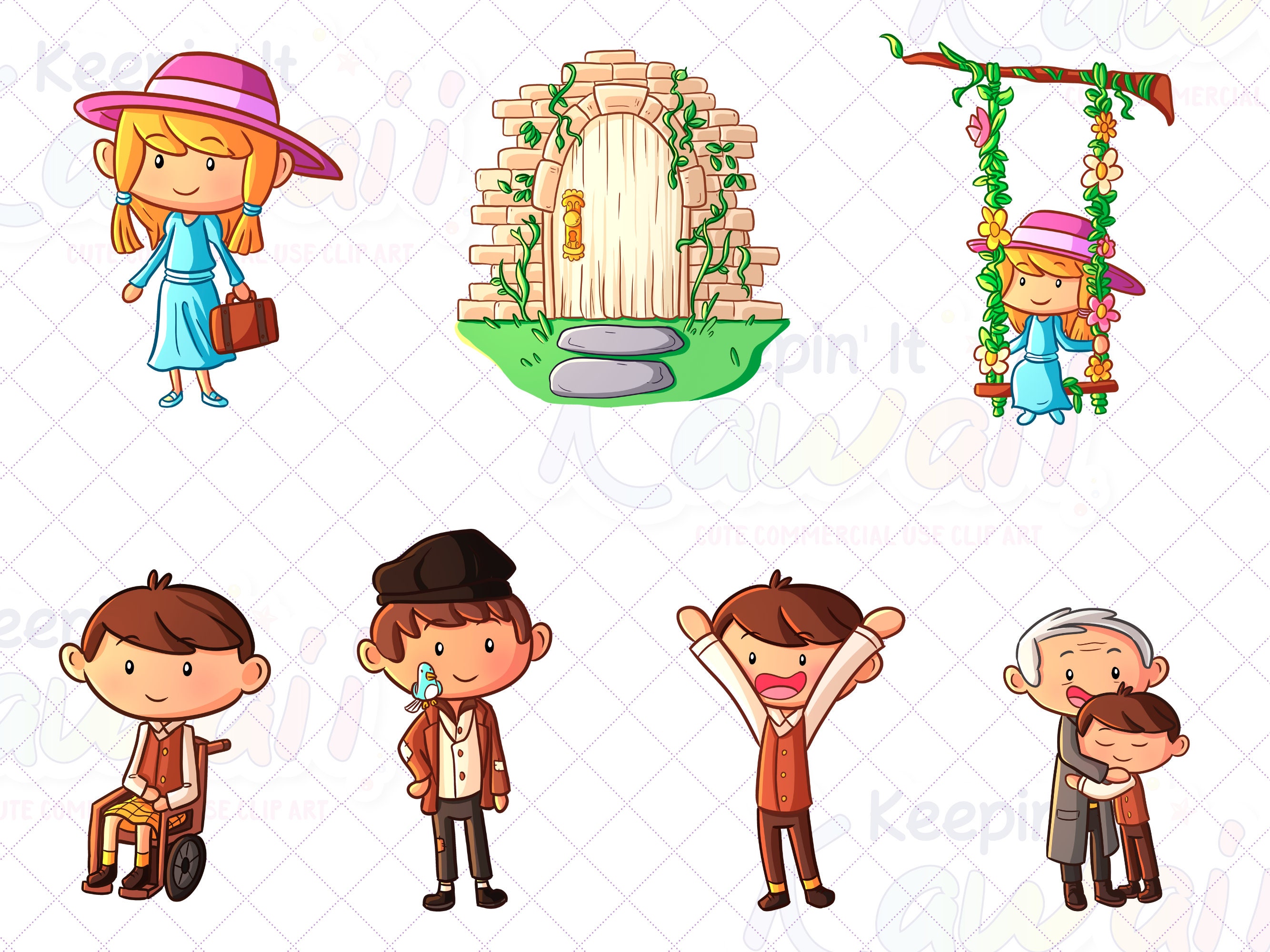 Secret Garden Clipart, Cute Story Book Clipart, Kawaii Classroom ...