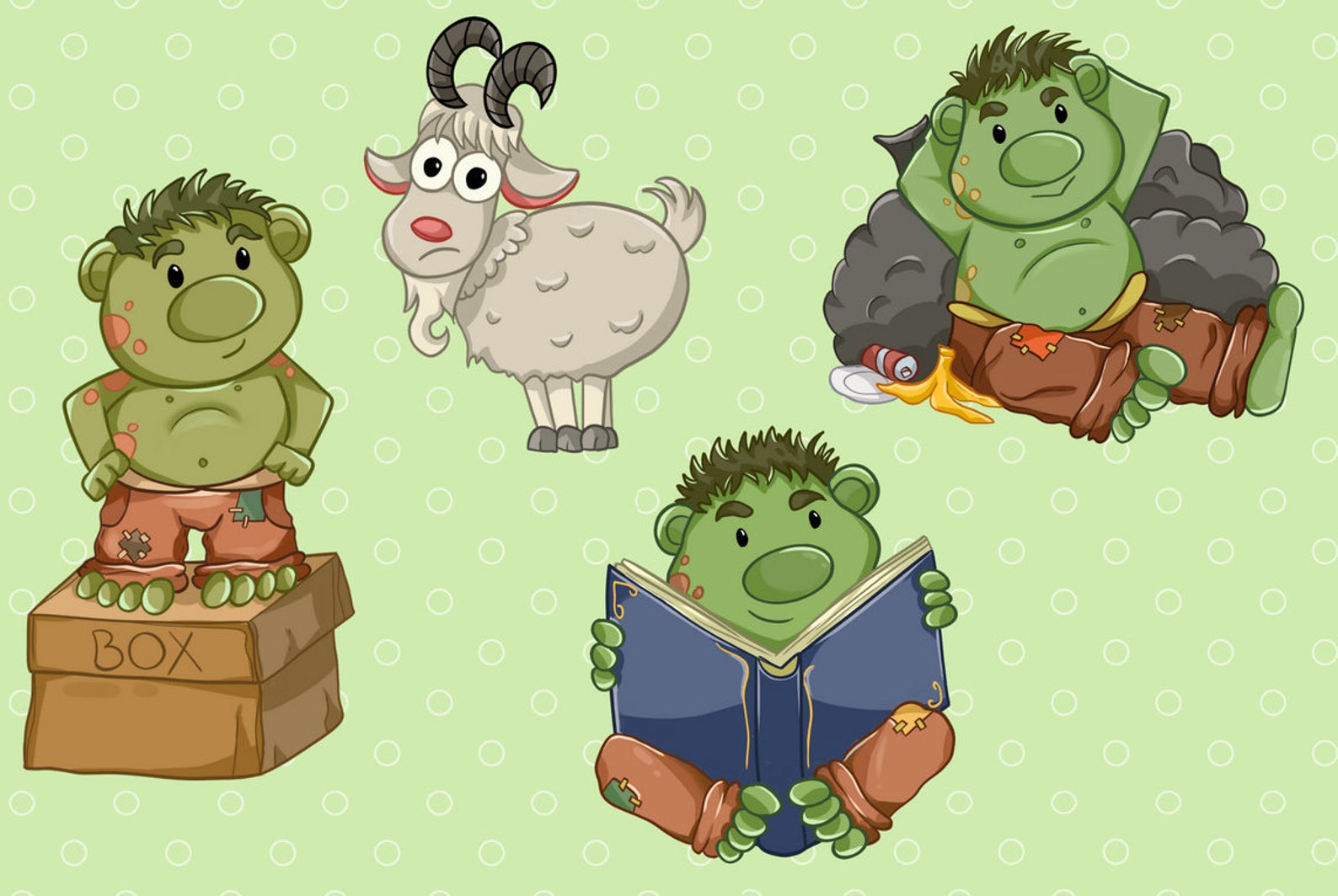 Cute Funny Trolls Clip Art Silly Troll Illustrations - Etsy