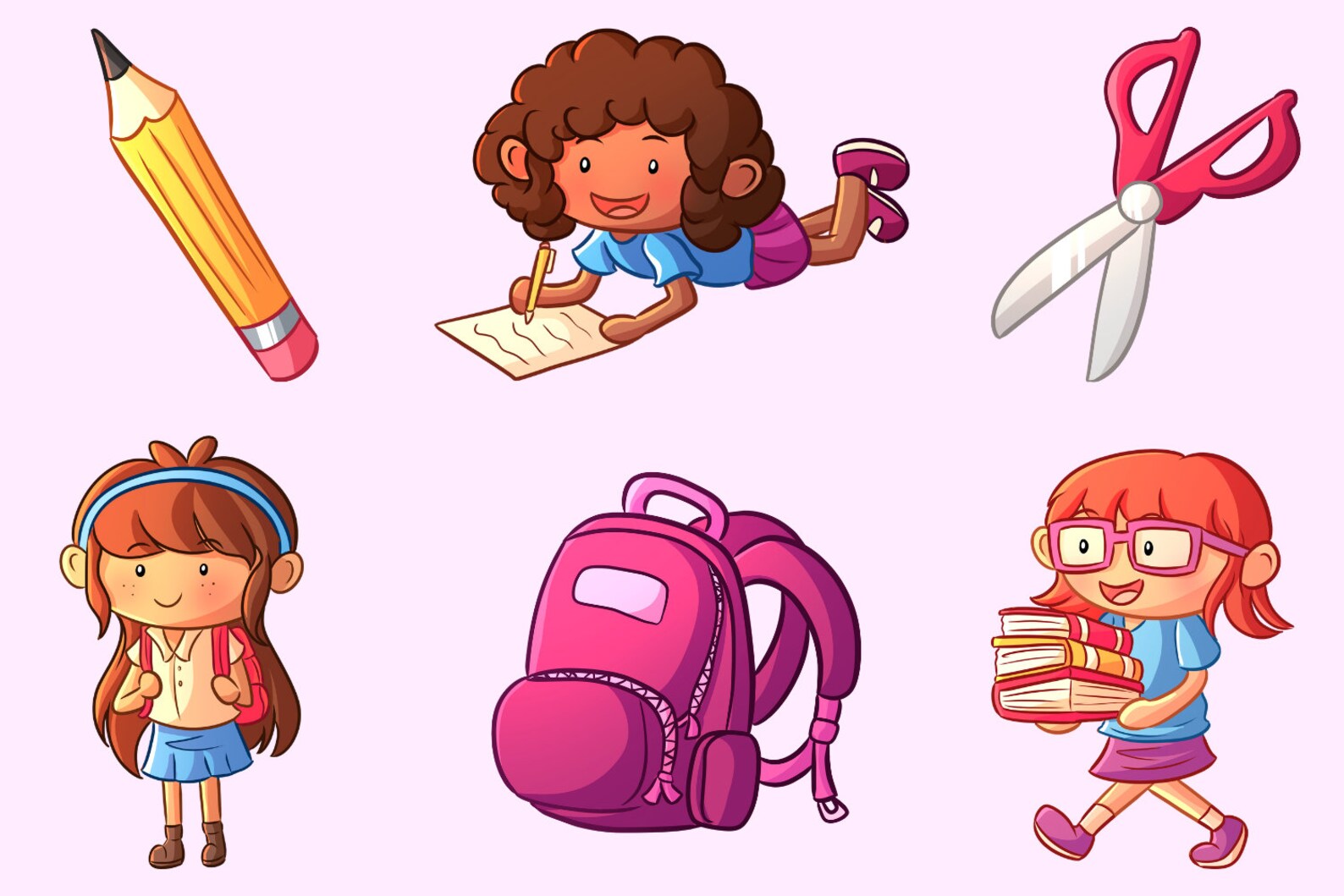 Cute Back to School Girls Clip Art, School Boy Graphics, School Clip ...