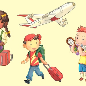 Cute Kids Packing Clip Art, Packing for Vacation, Vacation Clipart ...