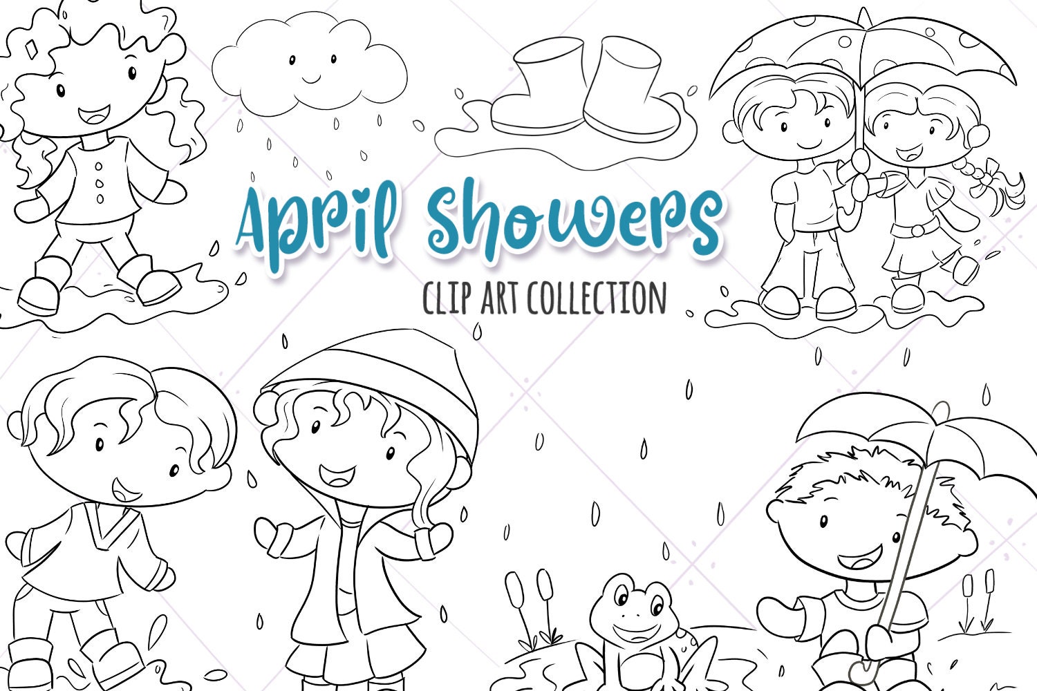 Spring Rain Clipart Black And White