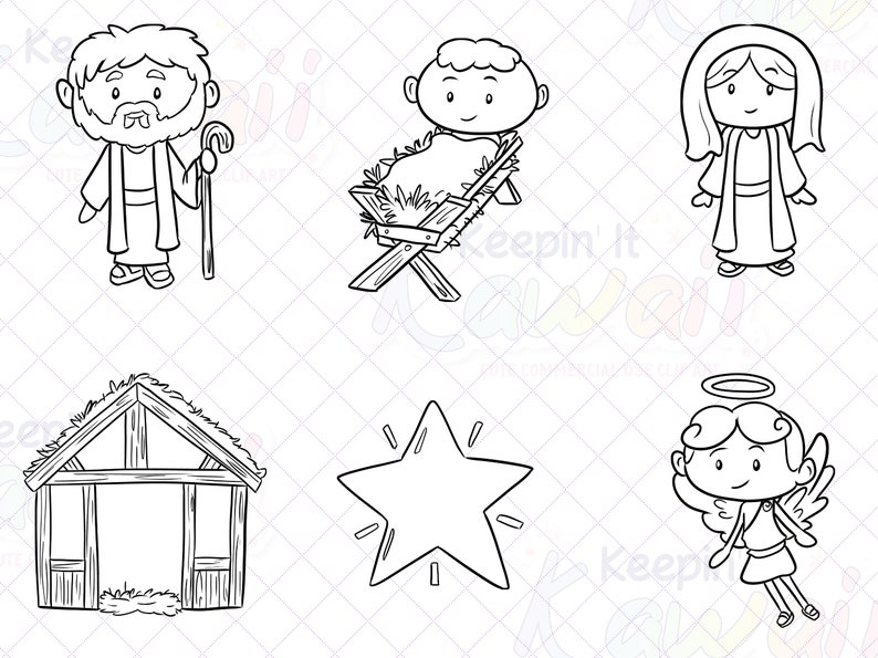 Christmas Nativity Clip Art Collection Baby Jesus Clipart - Etsy