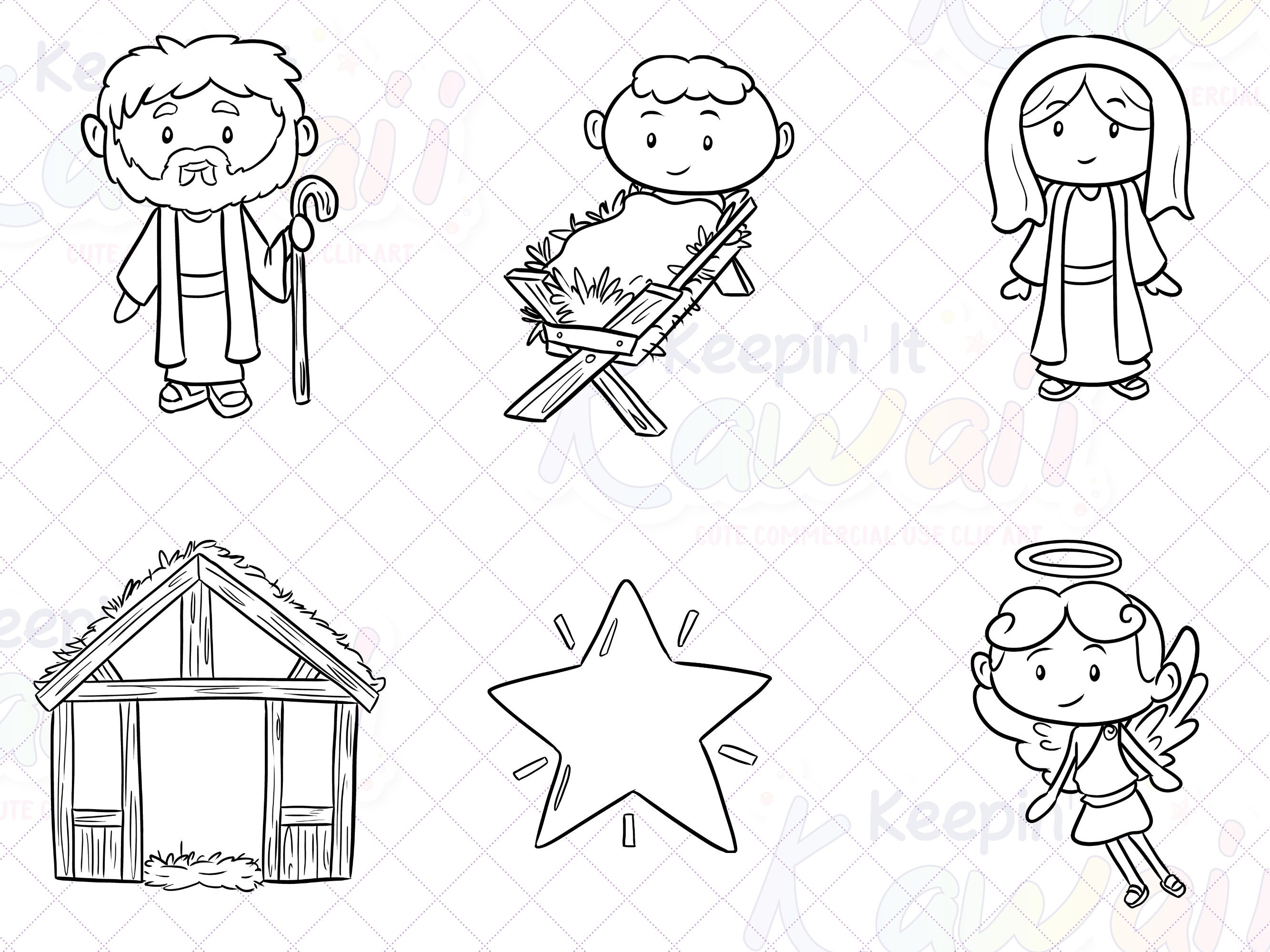 Christmas Nativity Clip Art Collection Baby Jesus Clipart - Etsy