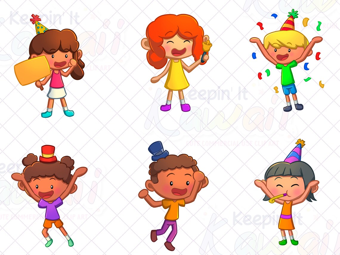 Happy New Year Kids Clip Art, Cute New Year's Eve Clipart, Cute Kids ...