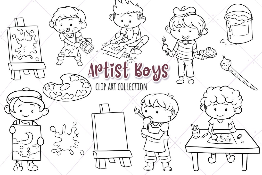 Artist Boys Clip Art, Cute Artist Graphics, Cute Kids Art Clipart ...