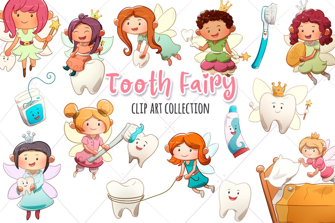Cute Tooth Fairy Clip Art, Tooth Fairy Clipart, Kids Dentist Clipart - Etsy