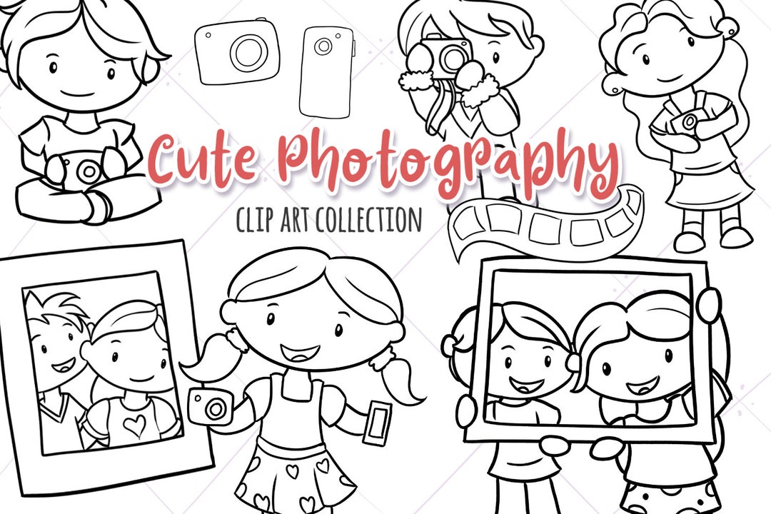 Cute Photography Black and White Clipart, Kawaii Coloring Pages, Cute ...