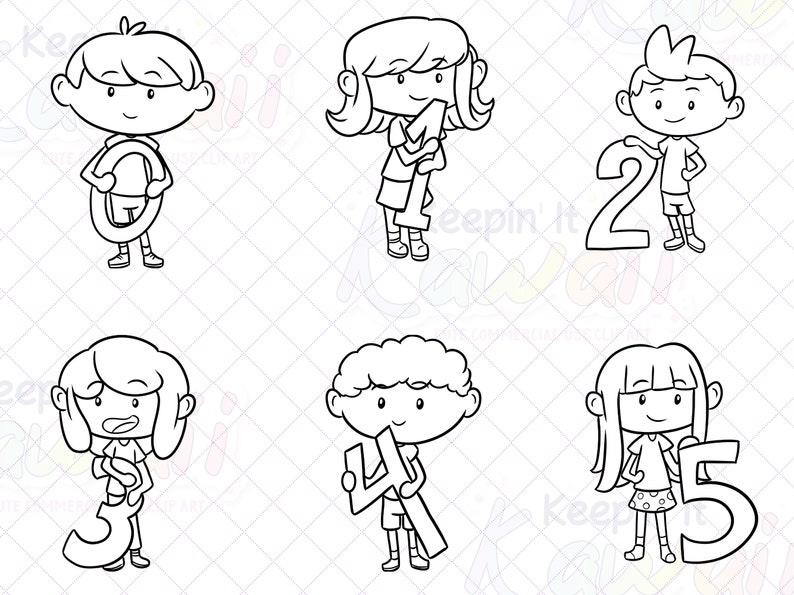 Kids With Numbers Clip Art, Counting Clipart, Kids Classroom Clipart ...