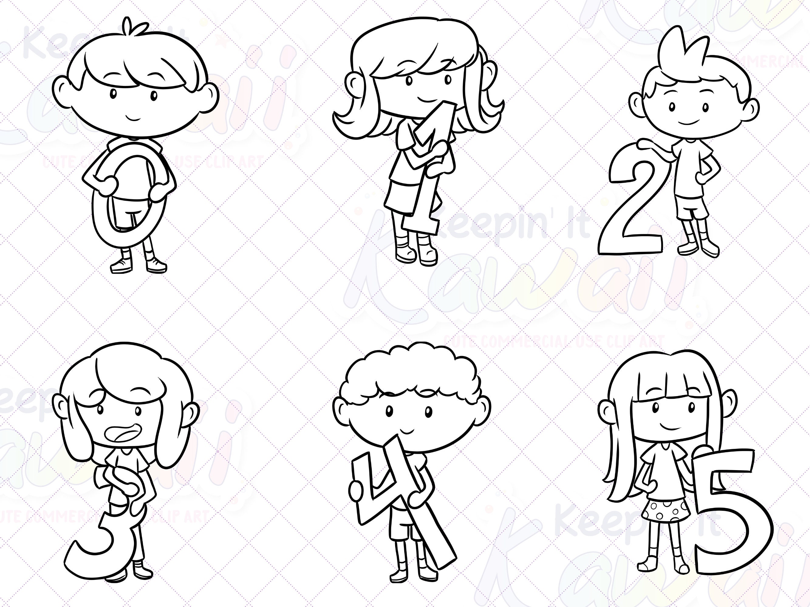 Kids With Numbers Clip Art, Counting Clipart, Kids Classroom Clipart ...