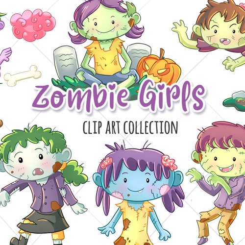 Halloween Zombie Kids Clipart. Cute Zombies Grave Rip - Etsy Canada