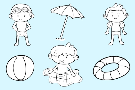 Pool Party Boys Clip Art Collection Graphic By Keepinitkawaiidesign