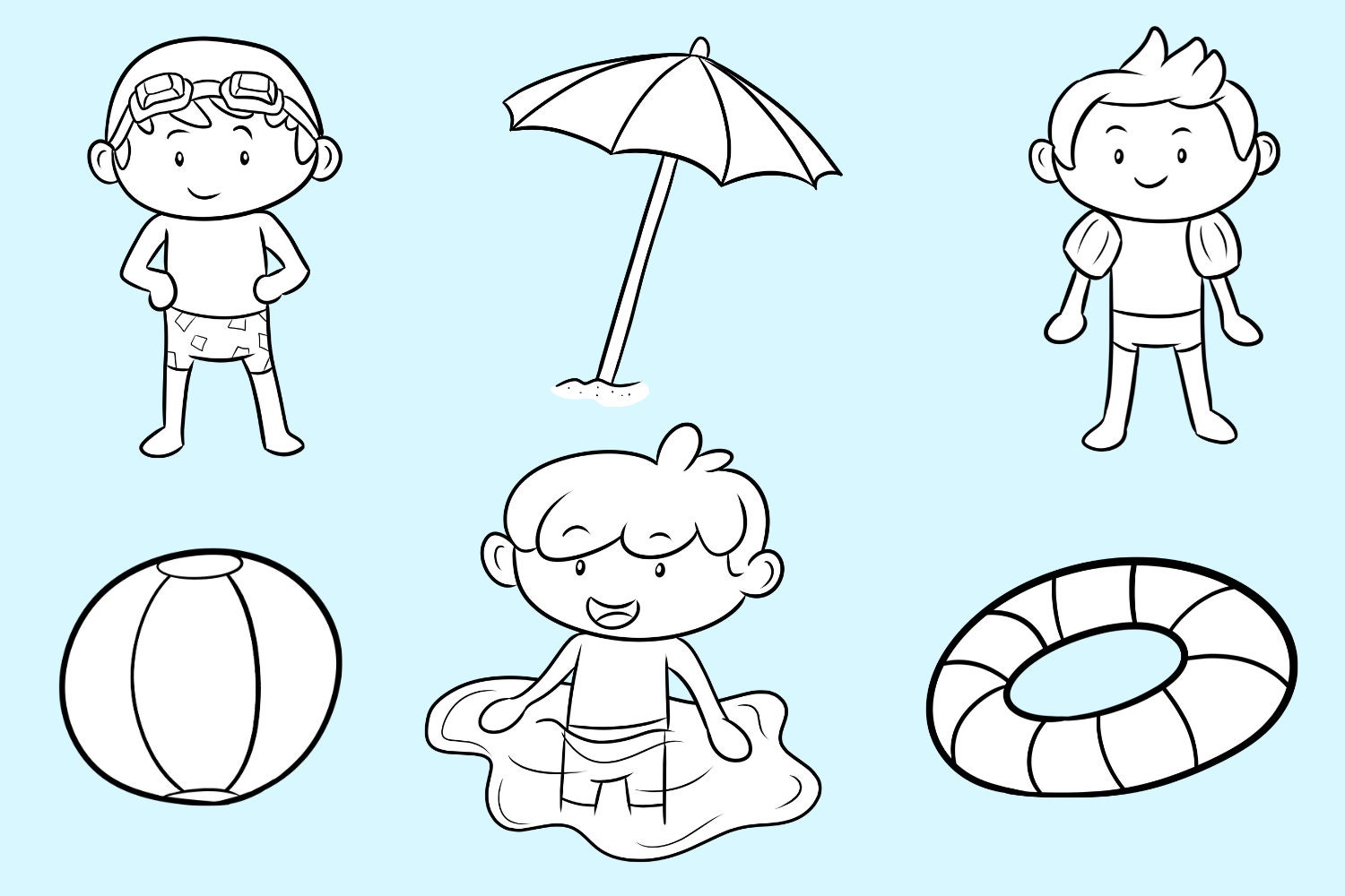 Cute Pool Party Boys Clip Art Collection Pool Party Clipart - Etsy